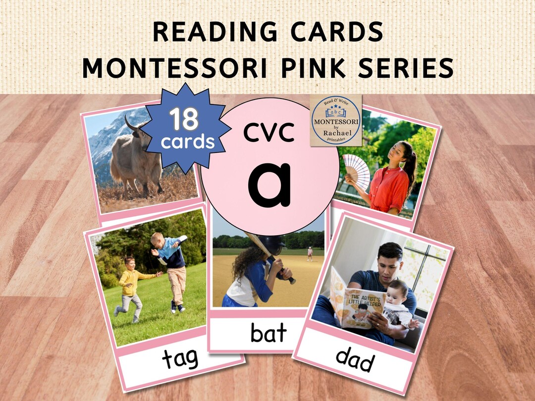 Montessori Pink Series Short A Reading Cards Beginning Phonics ...