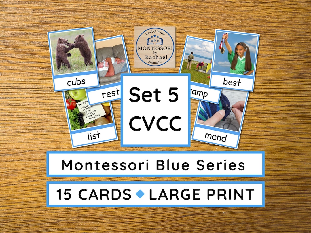 Montessori Blue Series CVCC Reading Cards Photos Encourage Conversation ...