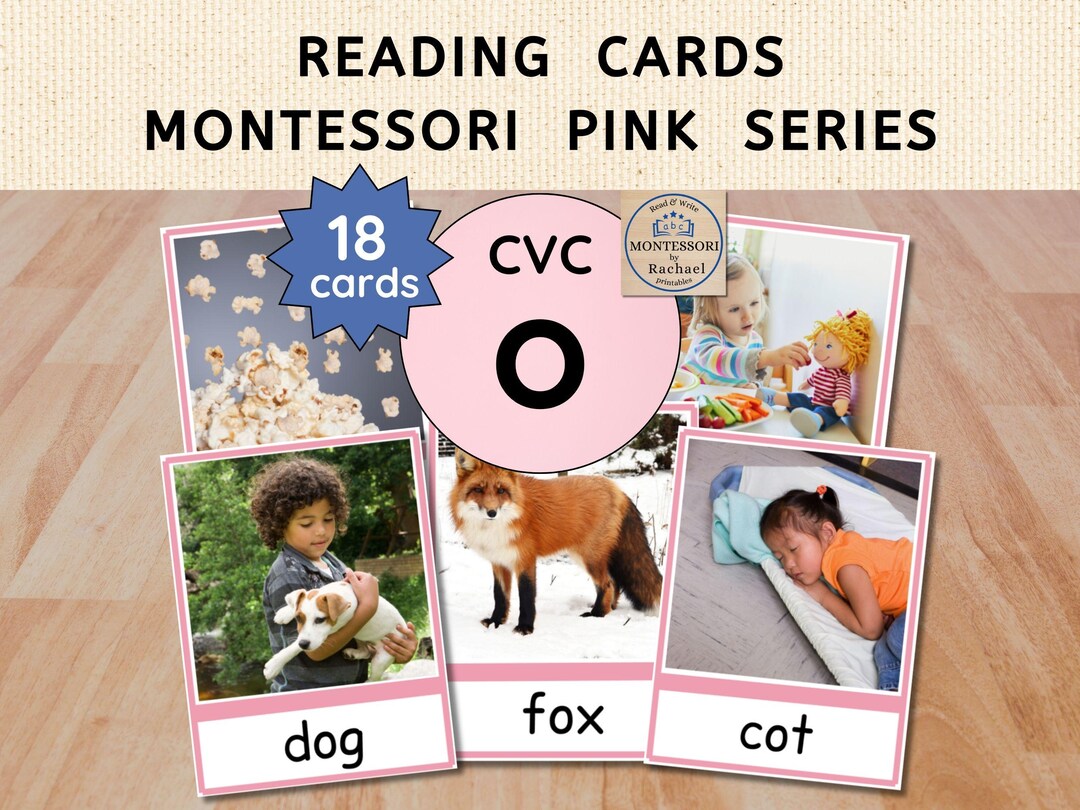 Montessori Short O Reading Cards: Pink Series Flashcards (digital ...
