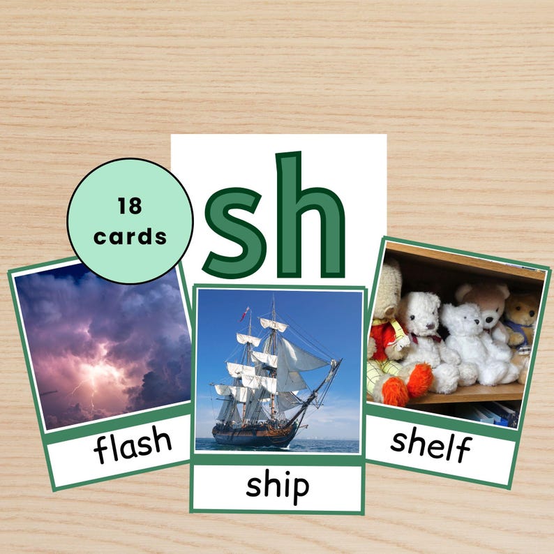 Montessori SH Digraph Flashcards: Homeschool Phonics (digital Download ...