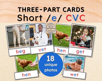 Phonics Learning Card Short O Montessori 3 Part Reading Intervention ...
