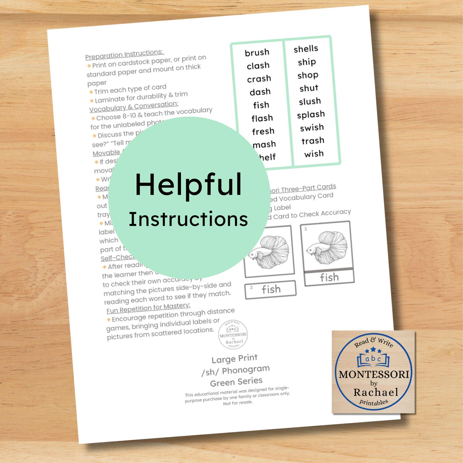 Montessori SH Digraph Flashcards: Homeschool Phonics (digital Download ...