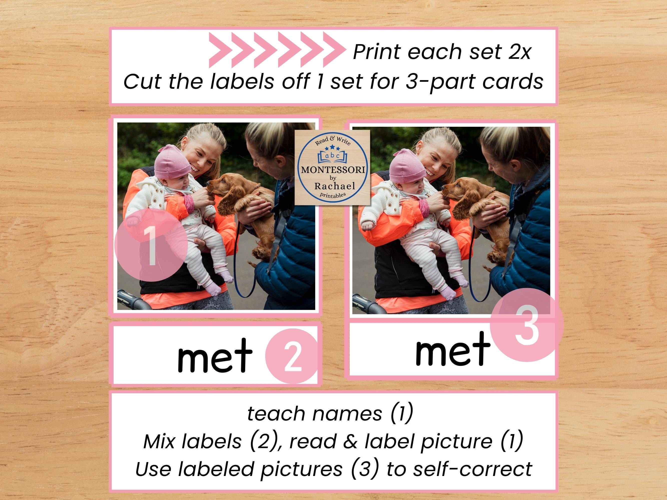 Montessori Pink Series Short E Reading Preschool Montessori Three Part ...