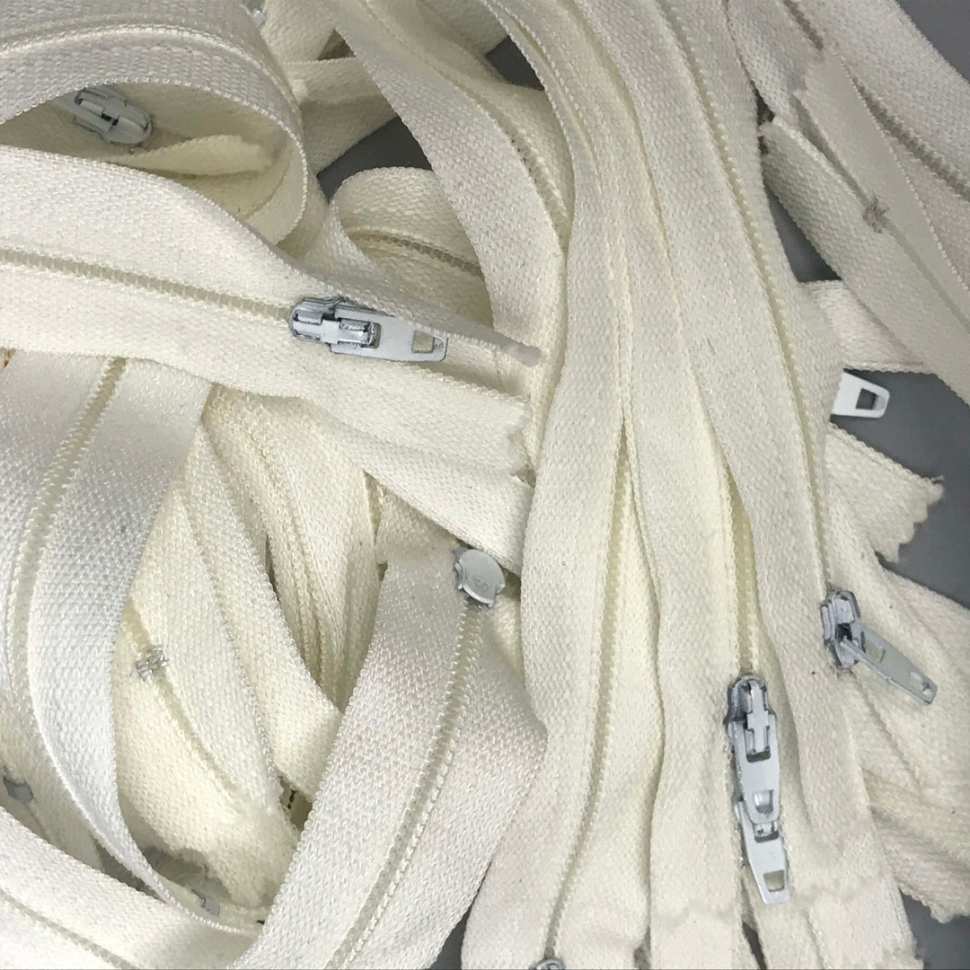 Set of 5 White Zippers Two Lengths - Etsy
