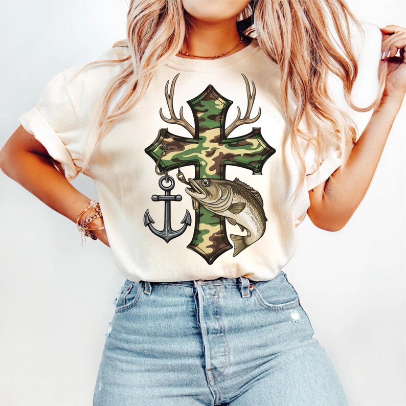 Camo Cross Fishing Png, Christian Hunting Png, Patriotic Outdoor Png ...