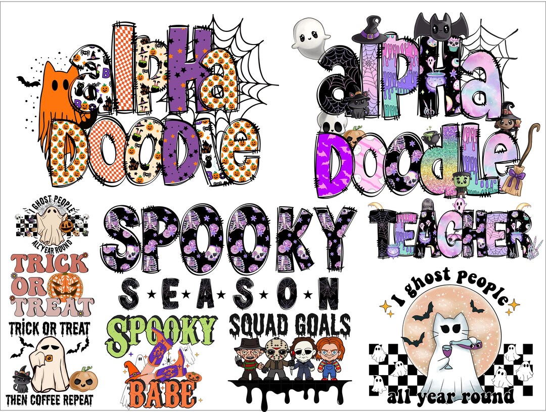 Halloween Doodle Letters With Clip Art PNG Files, Make Your Own Name ...