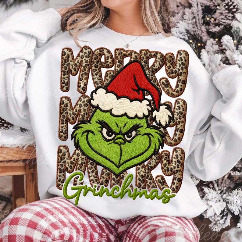 Merry Grinchmas PNG, Leopard Print Christmas Sublimation, Funny Green ...