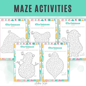 50 Kids Christmas Activity Printable Pages Colorful Holiday Themed and ...