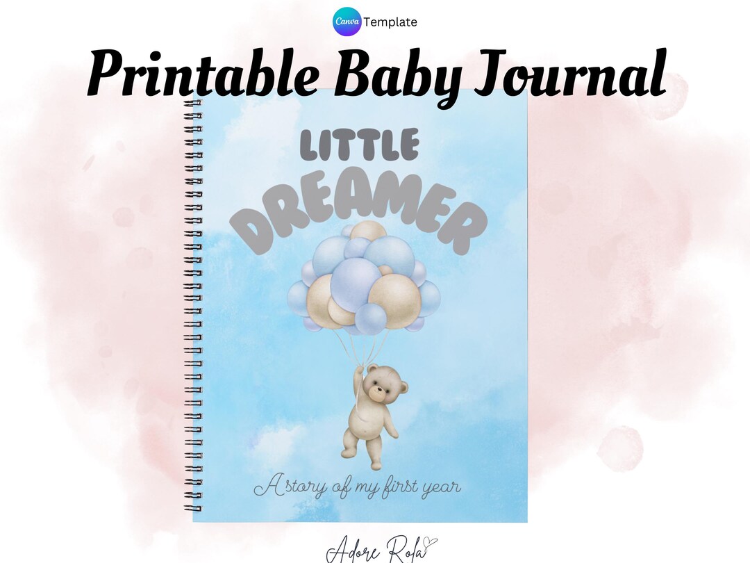 Printable Baby Book Blue Theme Baby Journal Template Baby First Year ...