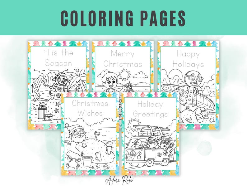 50 Kids Christmas Activity Printable Pages | Colorful Holiday Themed ...