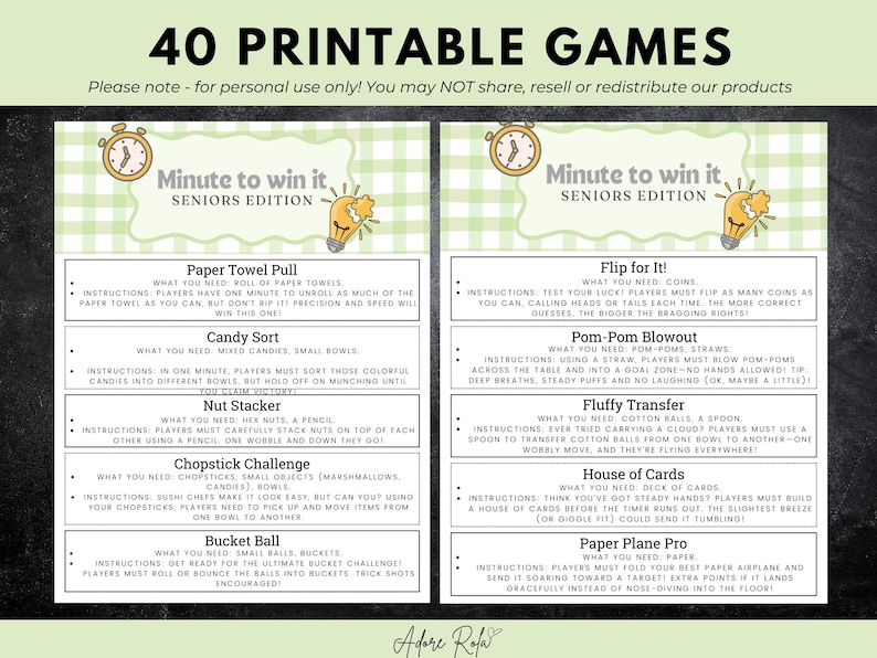 Seniors Edition: Minute to Win It | 40 Quick and Fun Games for the ...