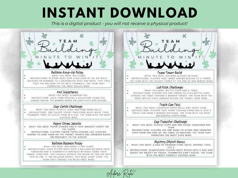 Team Building Minute to Win It Games - 40 Fun & Printable Minute to Win ...