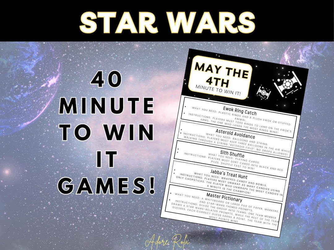 Star Wars Minute to Win It Games Bundle - 40 May the Fourth Themed ...