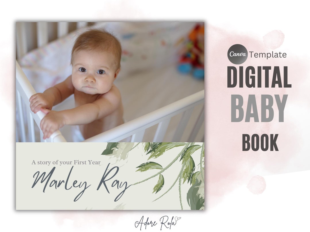 Digital Baby Book Printable Baby Book Green Memory Book Neutral Baby ...