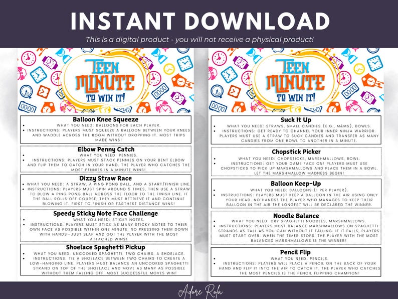 Teen Minute to Win It Games Bundle | 40 Quick Games Perfect for ...