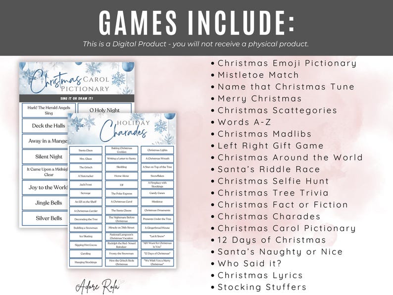 Christmas Printable Family Games - 20 Games Included | Fun Christmas ...