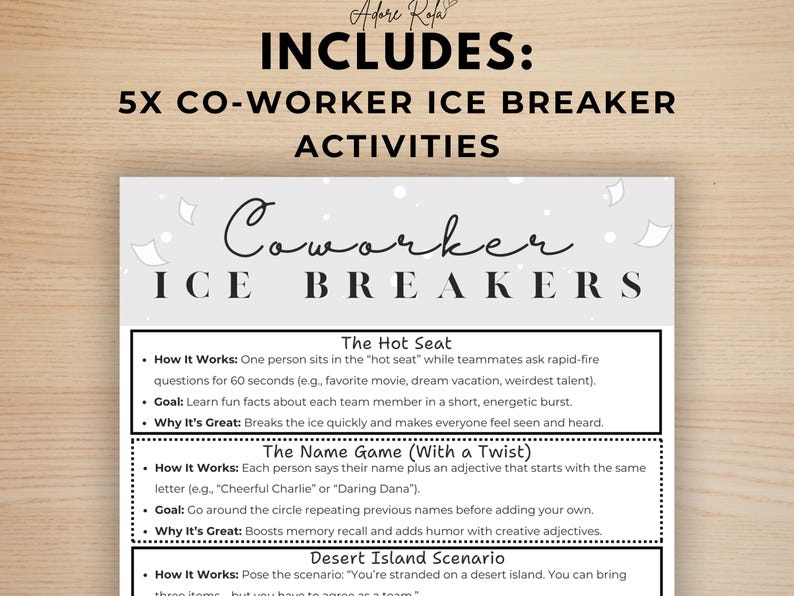 Office Activities & Ice Breakers Printable Bundle | Games for Work ...