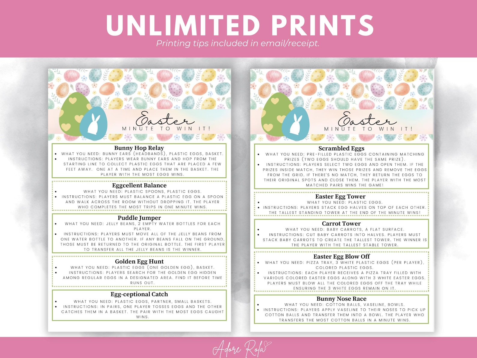Easter Minute to Win It Games Bundle - 40 Fun and Friendly Printable ...