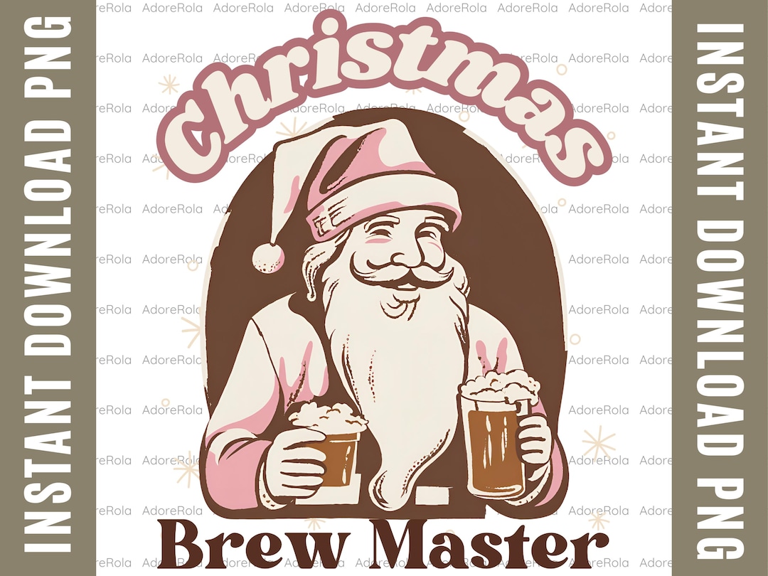 Christmas Brew Master Png, Retro Santa Png, Vintage Santa Png, Santa ...