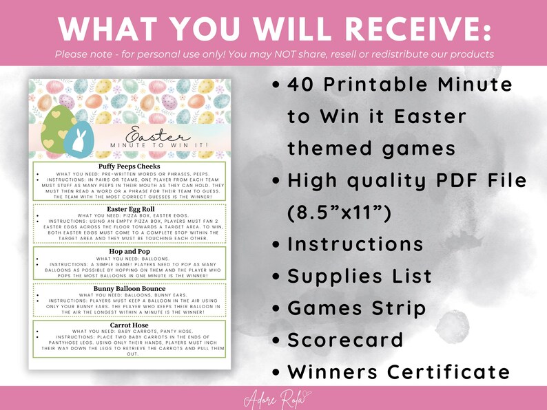 Easter Minute to Win It Games Bundle - 40 Fun and Friendly Printable ...