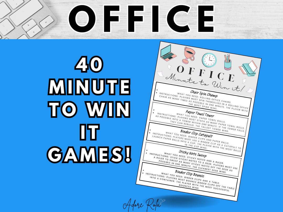 40 Office Minute to Win It Games - Great for Corporate, Work Parties ...