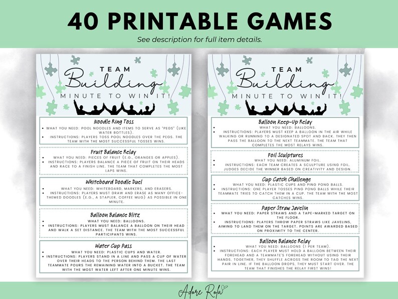Team Building Minute to Win It Games - 40 Fun & Printable Minute to Win ...