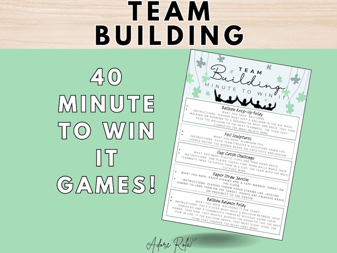 Team Building Minute to Win It Games - 40 Fun & Printable Minute to Win ...
