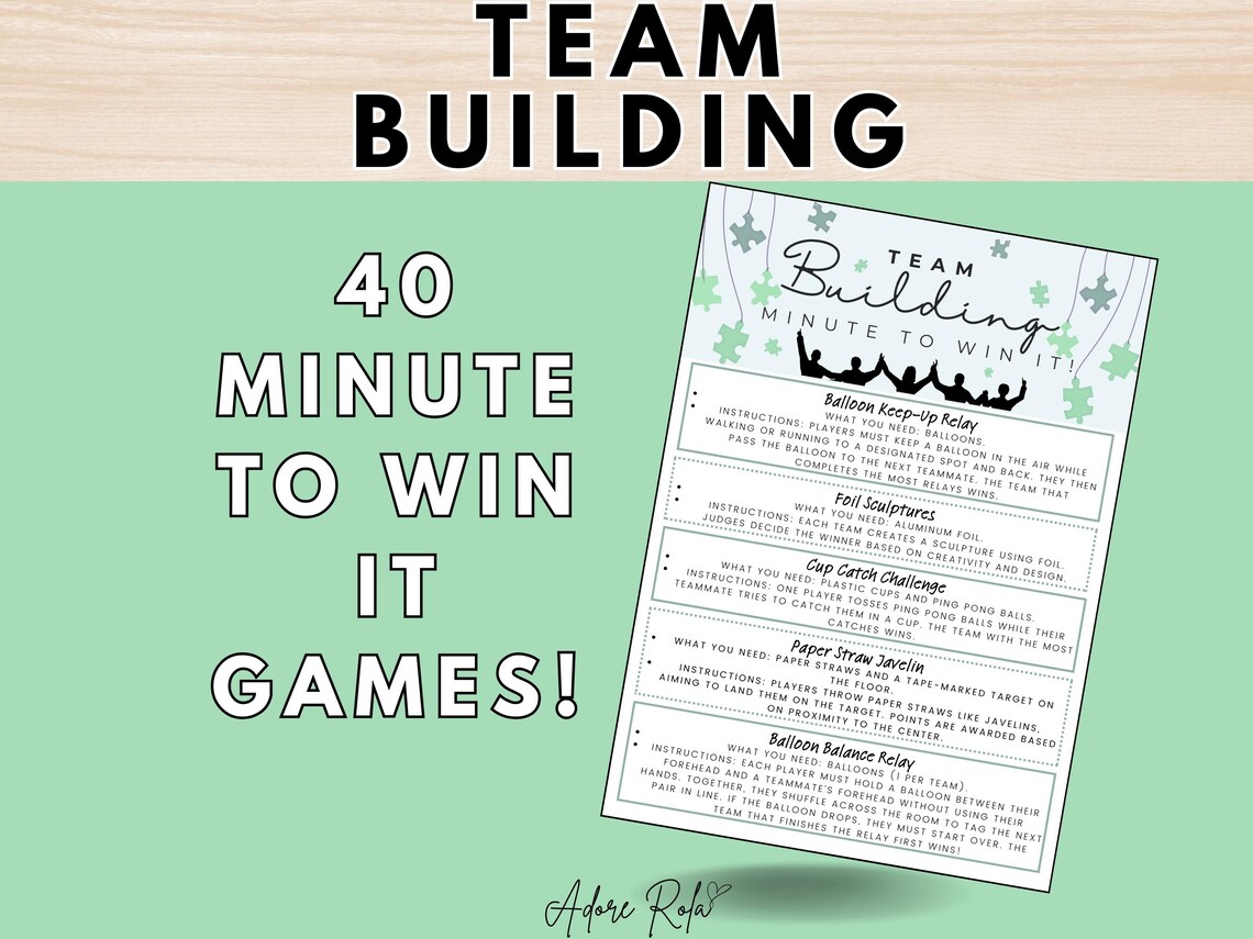Team Building Minute to Win It Games - 40 Fun & Printable Minute to Win ...