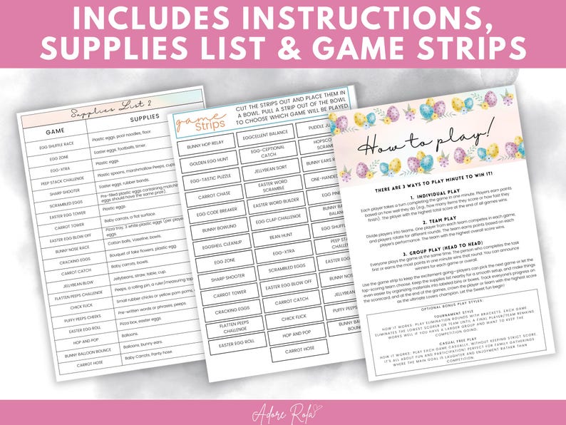 Easter Minute to Win It Games Bundle - 40 Fun and Friendly Printable ...