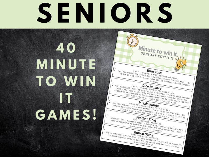 Seniors Edition: Minute to Win It | 40 Quick and Fun Games for the ...