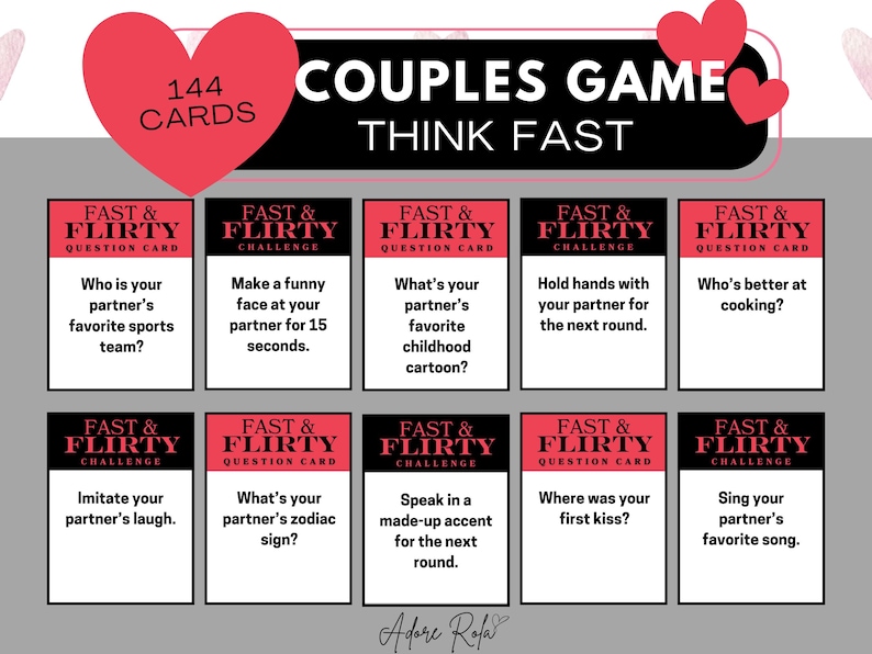 Couples Think Fast Game - 5 Second Game for Adult Couples | Perfect for ...