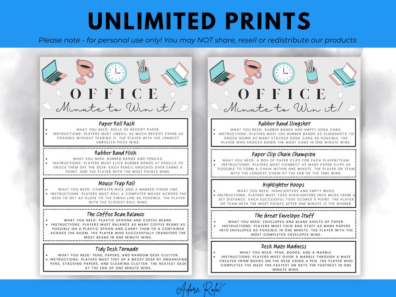 40 Office Minute to Win It Games - Great for Corporate, Work Parties ...