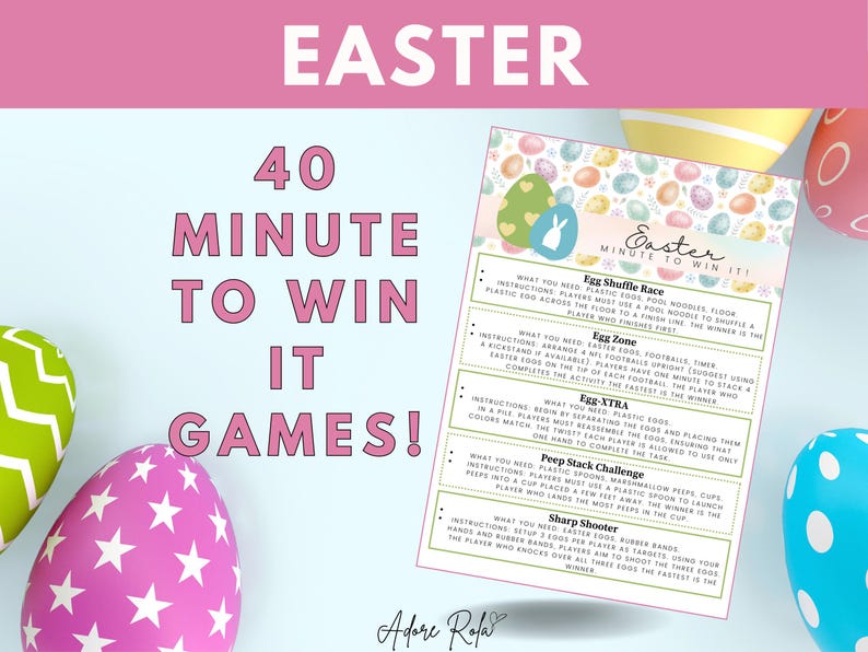 Easter Minute to Win It Games Bundle - 40 Fun and Friendly Printable ...