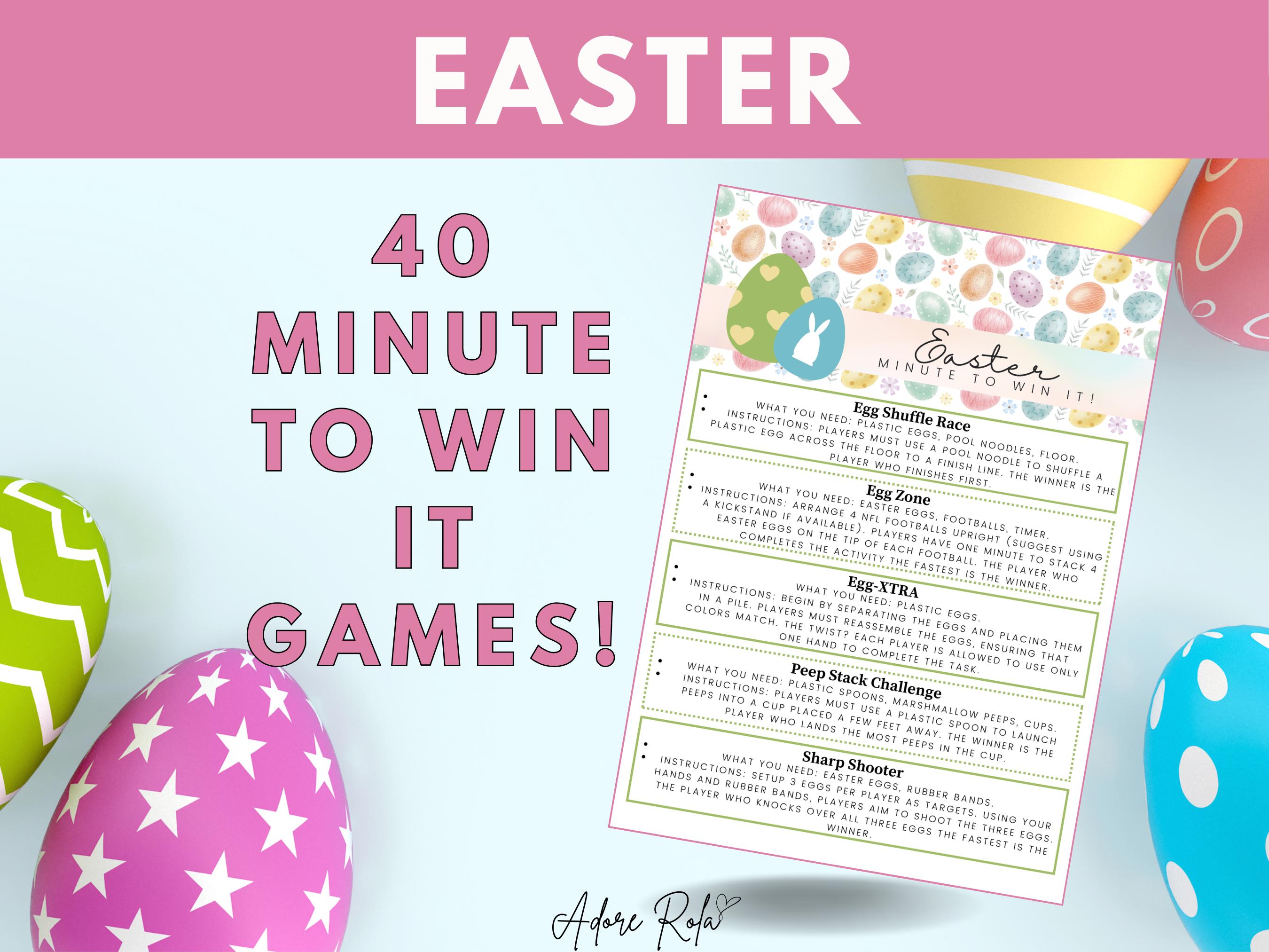Easter Minute to Win It Games Bundle - 40 Fun and Friendly Printable ...