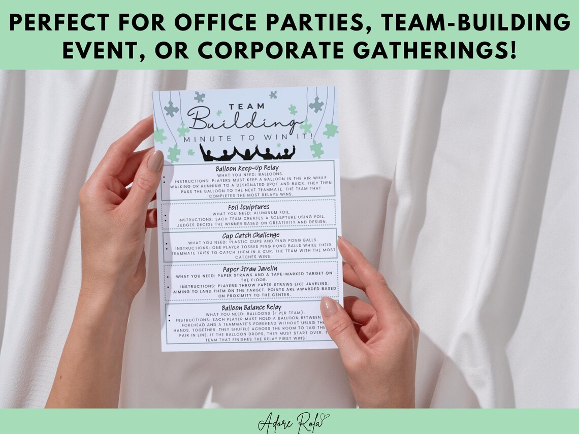 Team Building Minute to Win It Games - 40 Fun & Printable Minute to Win ...