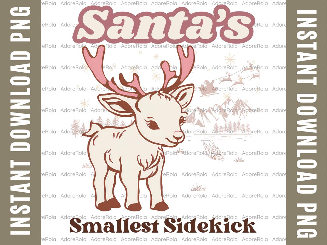 Santa's Smallest Sidekick Png, Reindeer Png, Vintage Christmas Png ...