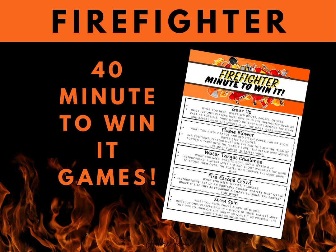 Firefighter-themed Minute to Win It Games Bundle - 40 Fun Challenges ...