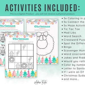 50 Kids Christmas Activity Printable Pages | Colorful Holiday Themed ...