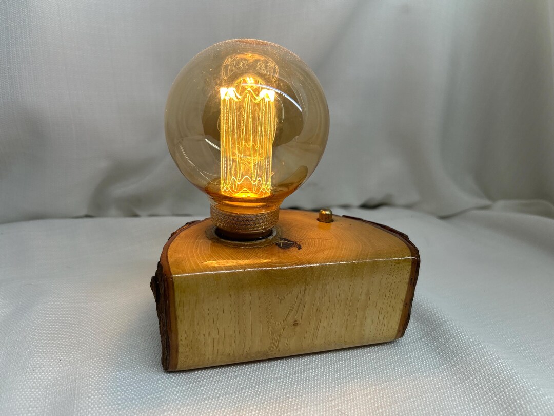 Pecan Wood Half Round Light With Edison Bulb - Etsy