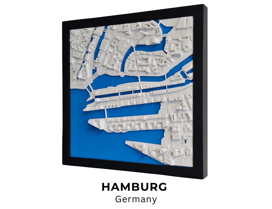 Hamburg 3D City Model 3D Printing City Frame Custom Cityscape Map ...