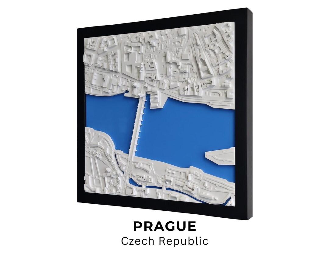 Prague 3D Printed Wall Decor | Cityscape Wall Art | 3D Framed City Map | Personalized 3D Gift ...