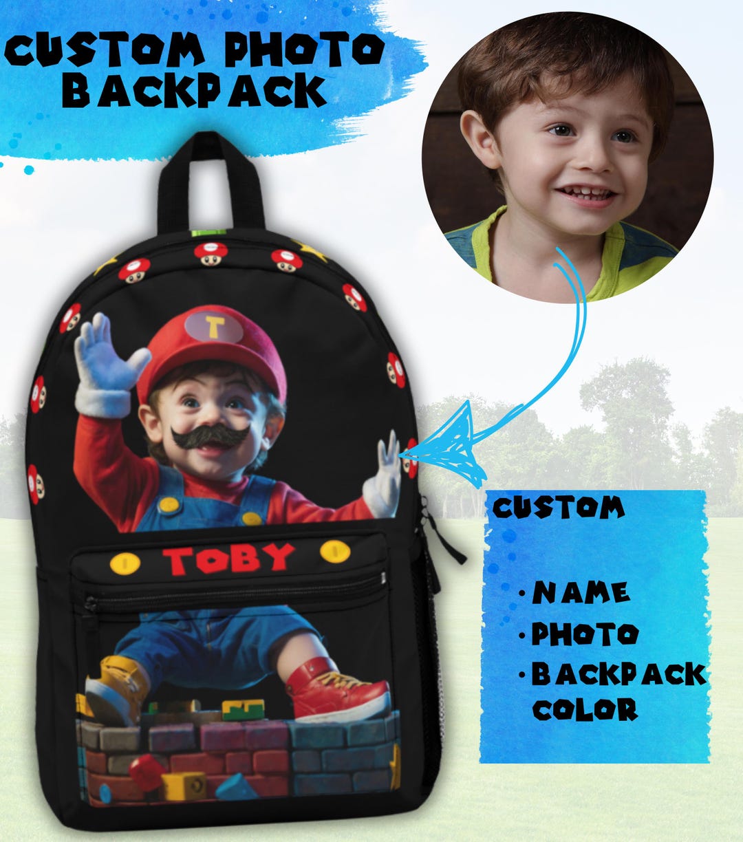 Personalized Video Game Backpack, Personalized Name Kids Backpack, Back ...