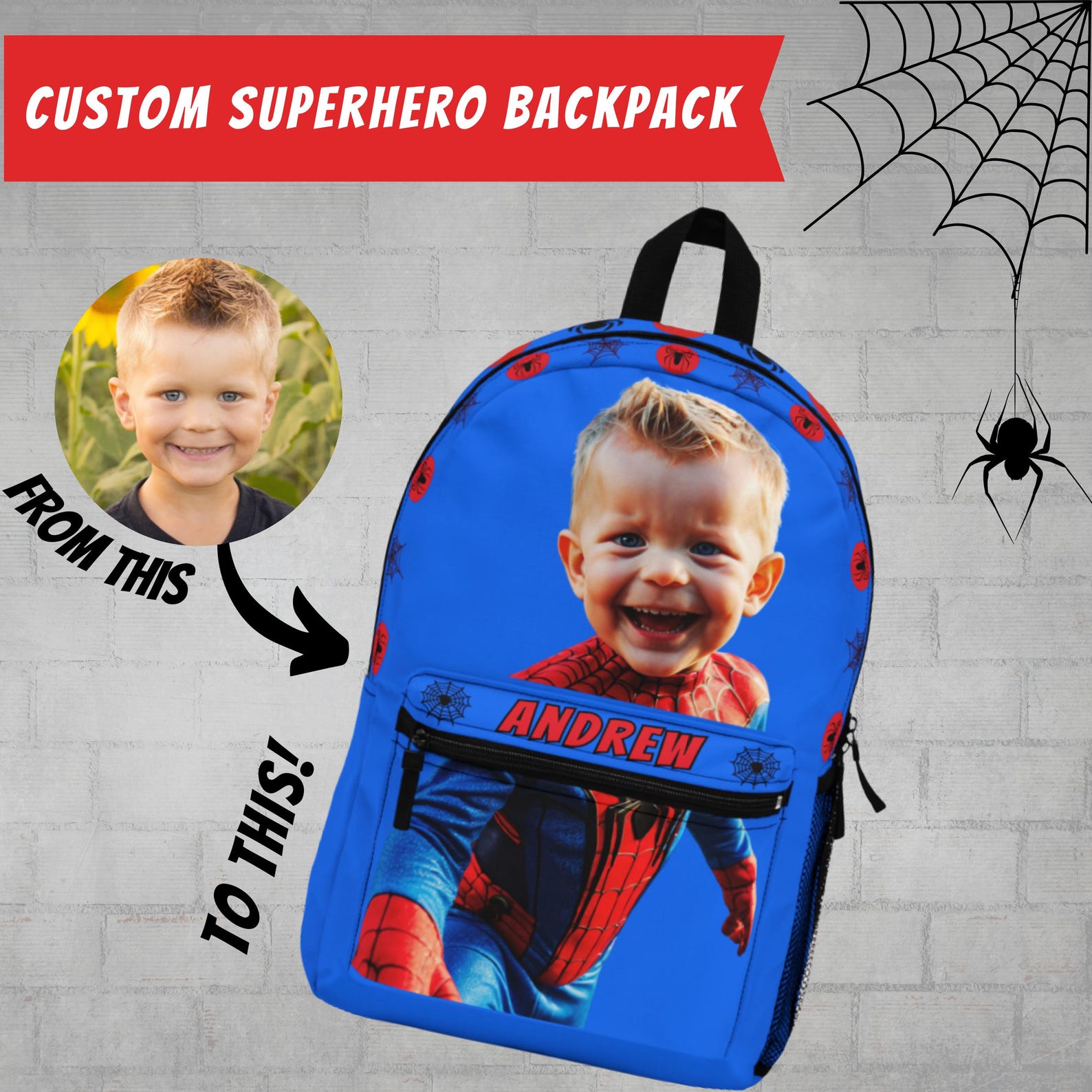 Superhero Backpack, Personalized Children's Bag, Kids Custom Backpacks ...