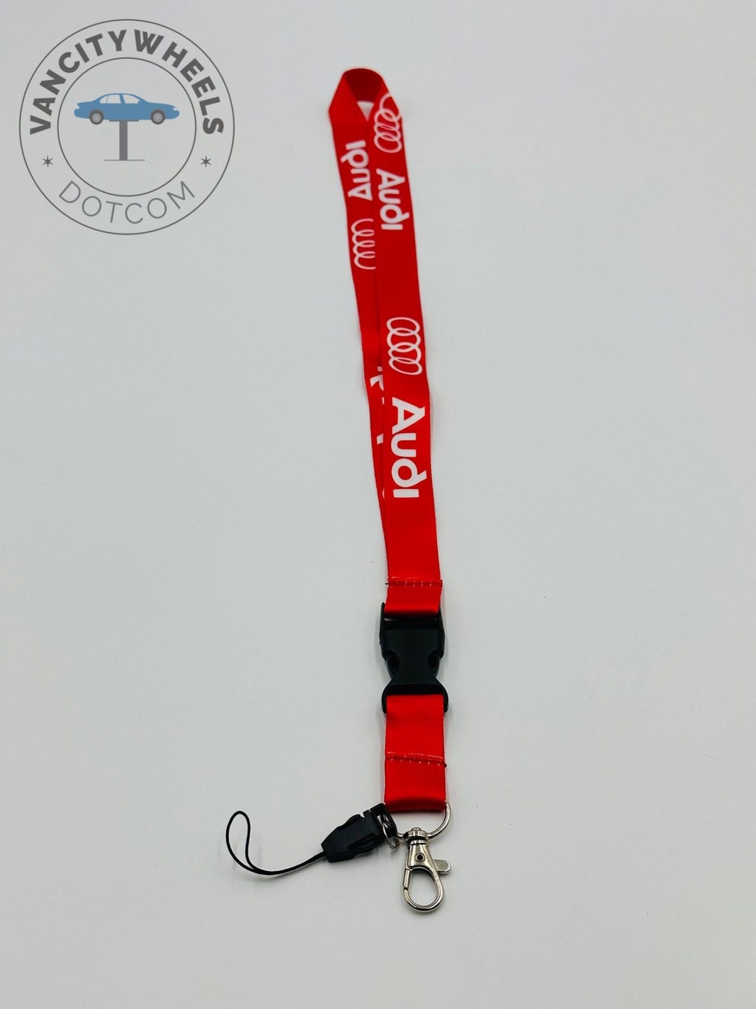 Audi Logo Emblem Nameplate, Red Audi Lanyard for Keys ID Card Badge ...
