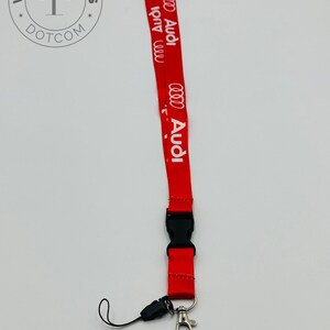 Audi Logo Emblem Nameplate, Red Audi Lanyard for Keys ID Card Badge ...