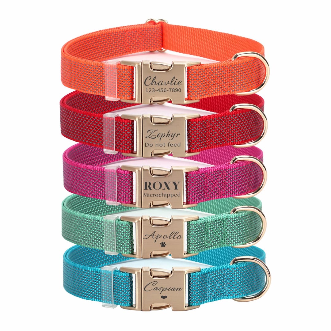 Reflective Dog Collar Personalized Pet Collars Adjustable Pet Collars ...