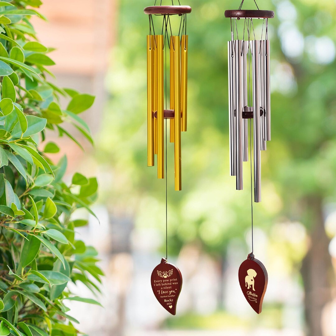 Personalized Pet Memorial Wind Chime, Engraved Pet Name & Date - Etsy