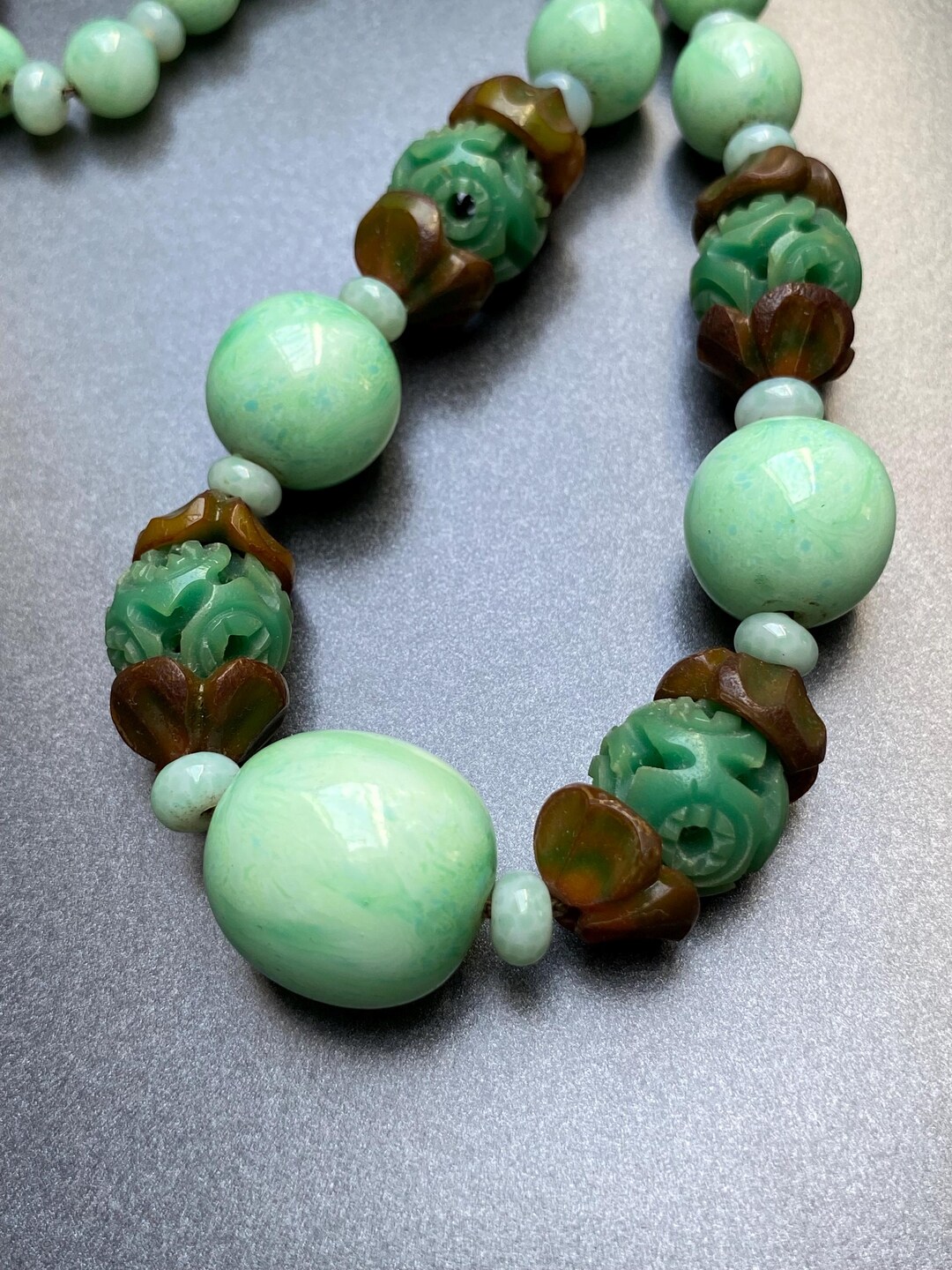 Vintage Louis Rousselet Made in France Opaque Green Lampwork Glass ...