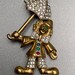 Signed Puccini 1970s Gold Tone and Sparkly Diamante Clown With Umbrella ...