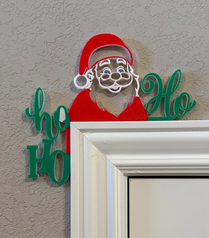 Santa Claus Christmas Door Corner Topper Christmas Holiday Decor 3D ...